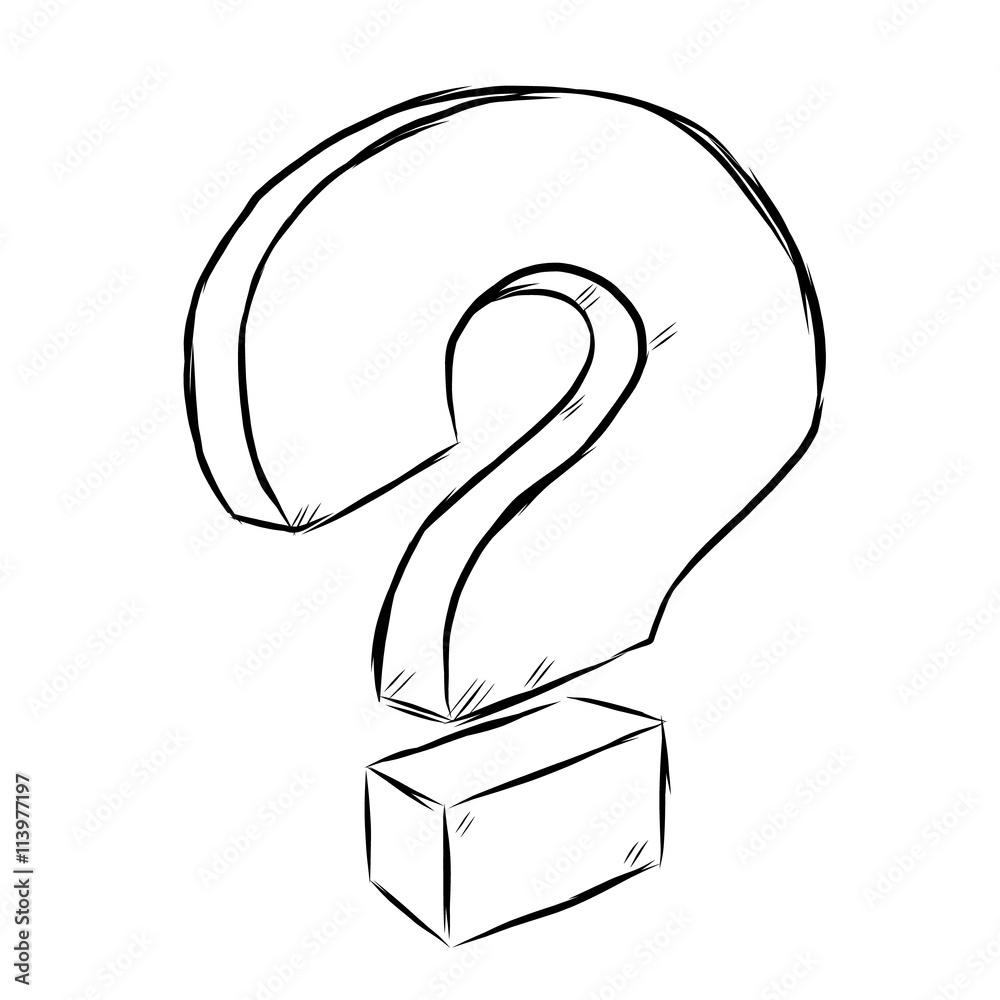 Question mark / cartoon vector and illustration, black and white, hand ...