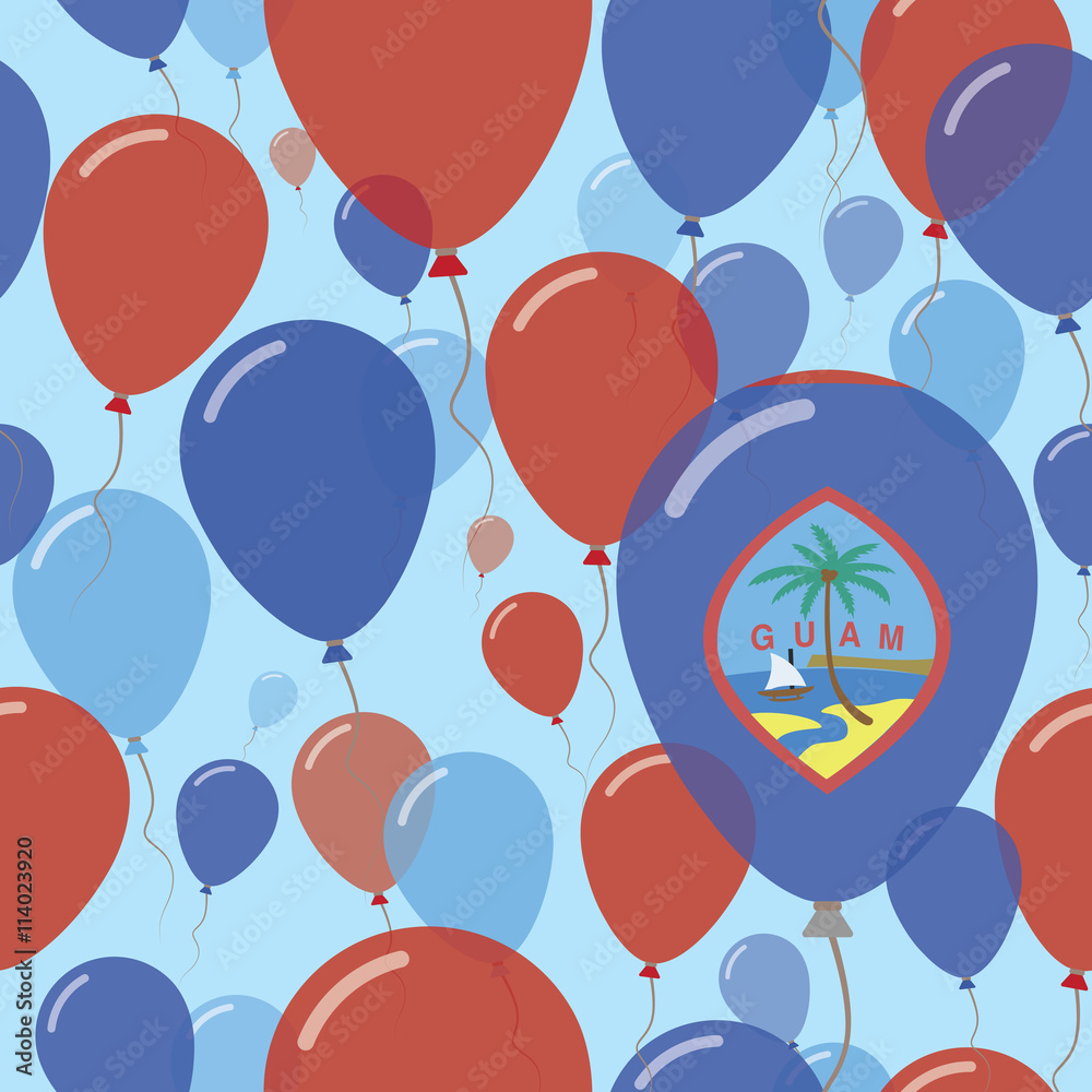 Guam National Day Flat Seamless Pattern. Flying Celebration Balloons in Colors of Guamanian Flag ...