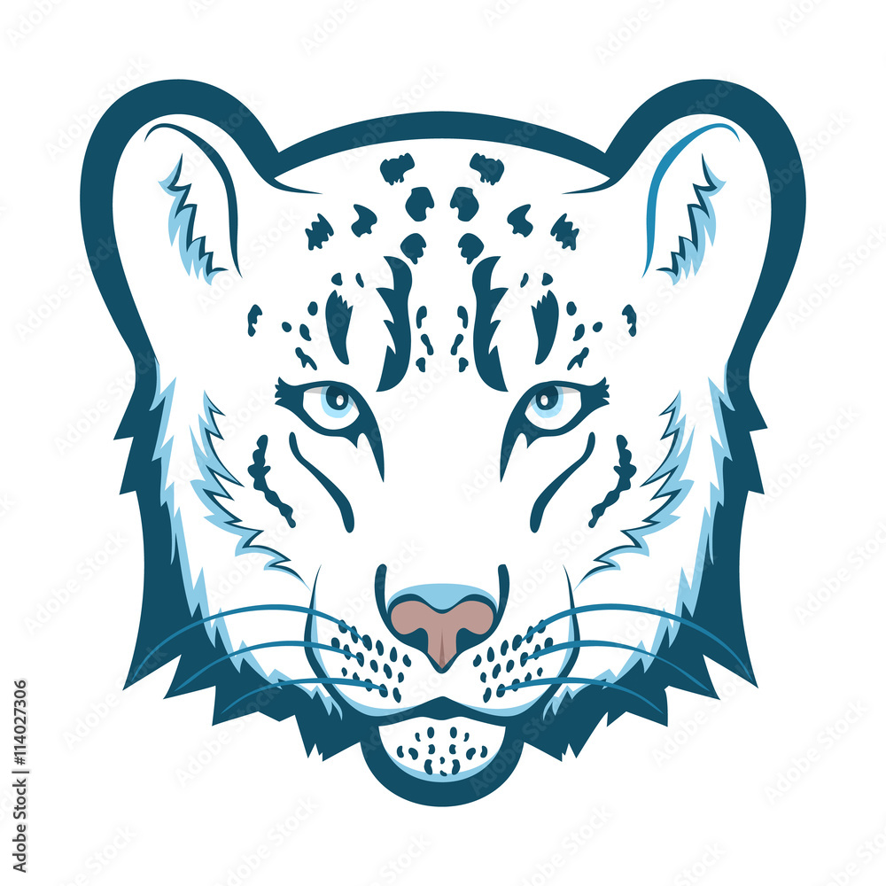Snow leopard logo mascot. Snow leopard head isolated vector ...