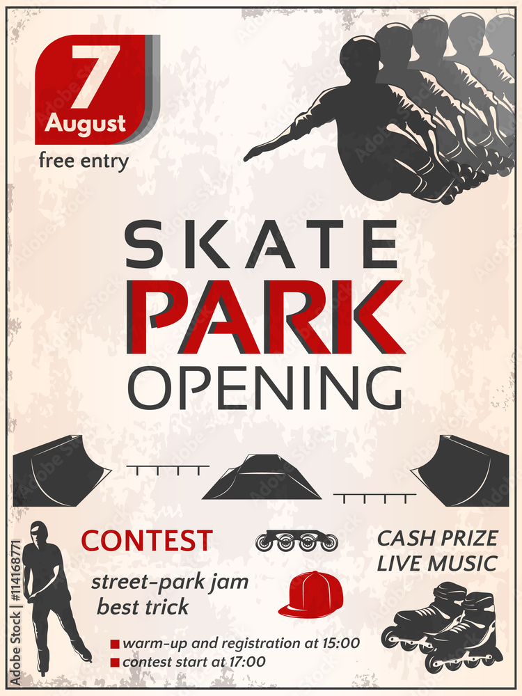 Skate Park Opening Poster Stock Vector | Adobe Stock