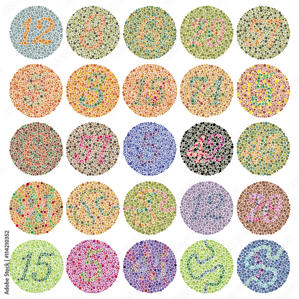 Ilustración de Stock Extended Ishihara color blindness test | Adobe Stock
