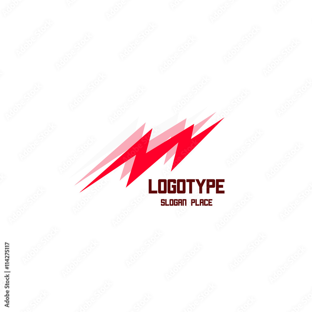 Isolated lightning vector logo. Bright red color energy sign ...