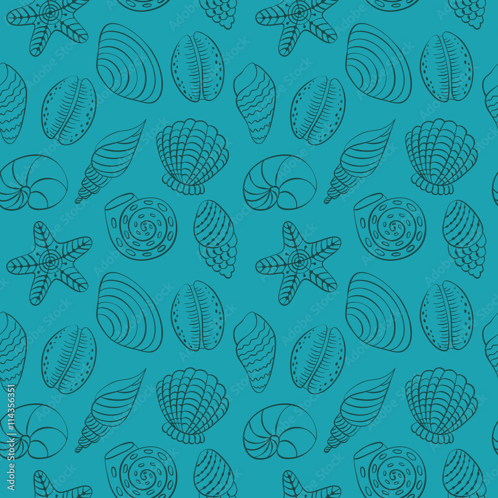 Sea shells seamless pattern texture background Stock Vector | Adobe Stock