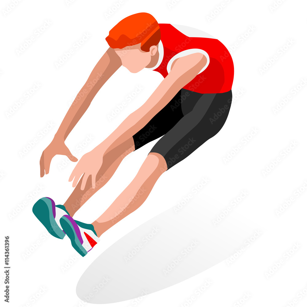 Vector de Stock Olympics Athletics Long Jump Summer Games Icon Set.3D ...
