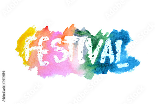 Watercolor word Festival on white background Stock Illustration | Adobe ...
