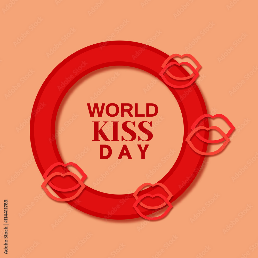 Red kissing lips. World kiss day symbol. Love concept. Mouth close up ...