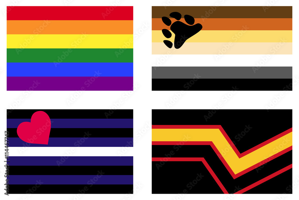 LGBT Pride flags. Gay Pride Rainbow flag. Bear Brotherhood flag ...