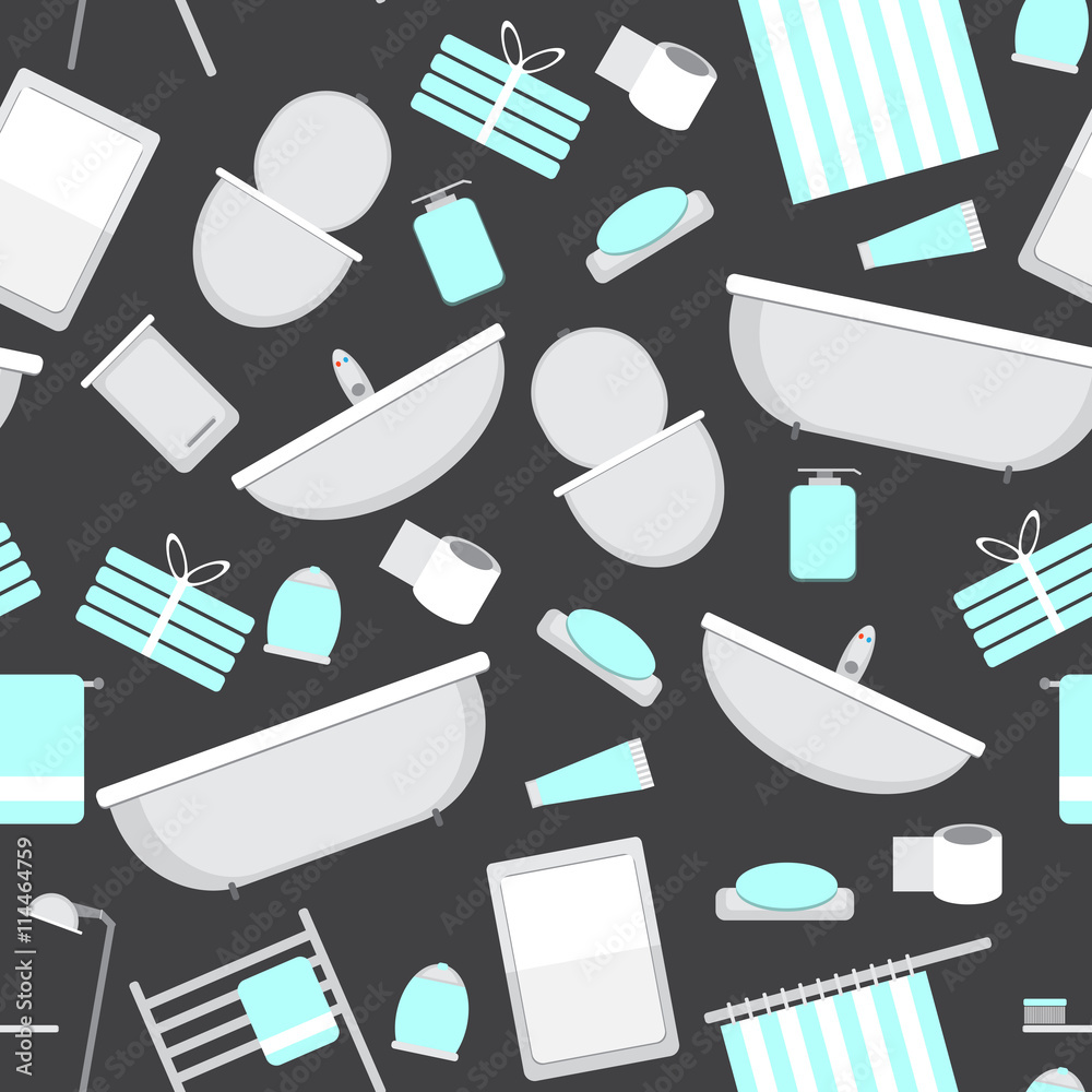 Seamless background with bathroom icons Stock Vector | Adobe Stock