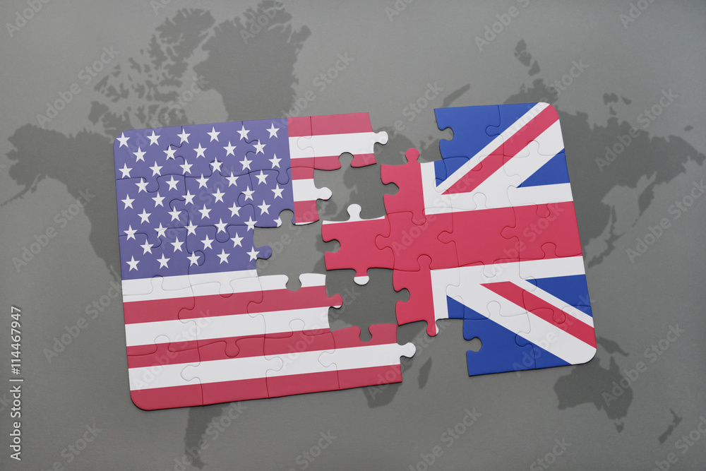 puzzle with the national flag of united states of america and great ...