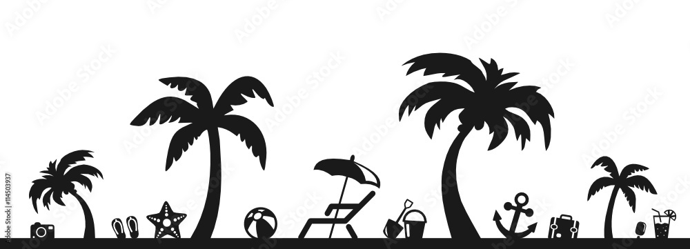 Strand und Palmen Stock Vector | Adobe Stock