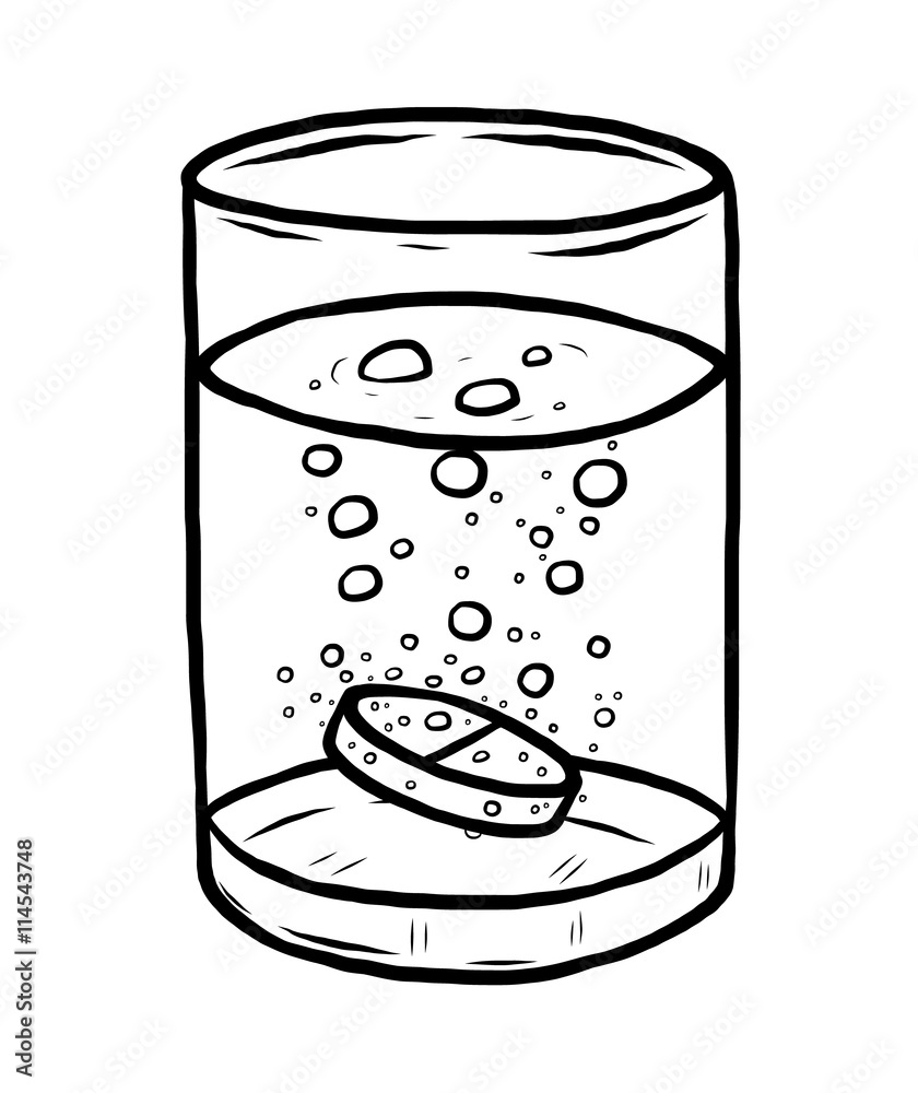 effervescent tablet / cartoon vector and illustration, black and white ...