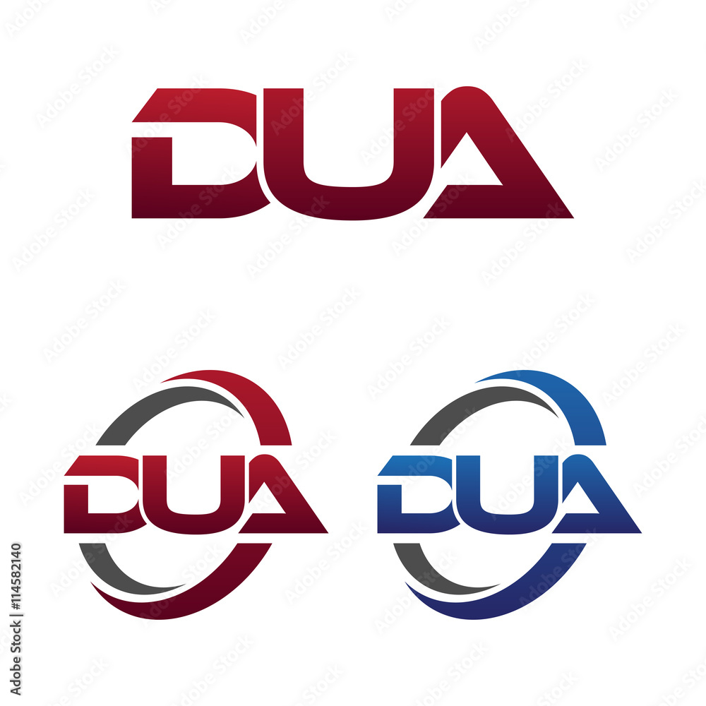 Modern 3 Letters Initial logo Vector Swoosh Red Blue dua Stock Vector ...