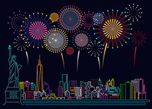 City Skyline Fireworks New Year Art Free Stock Photo - Public Domain ...