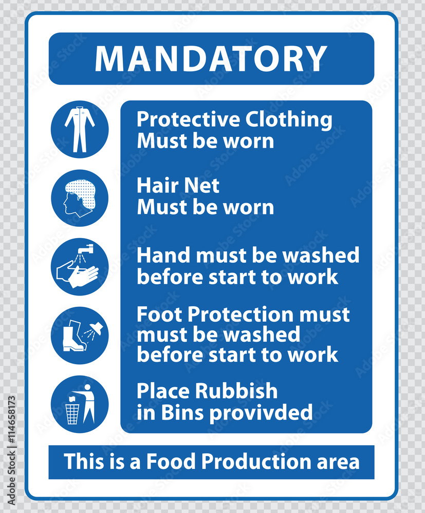 Food Production Mandatory Signs (food production area sign) Stock ...
