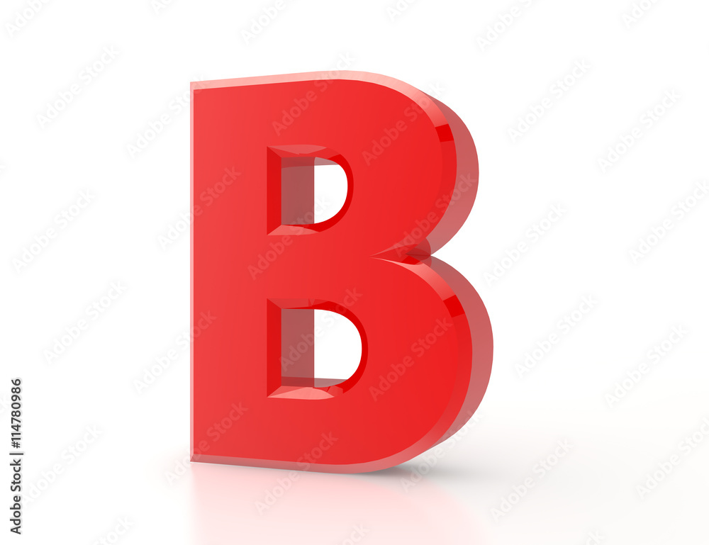 the red letter B on white background 3d rendering Stock Illustration ...