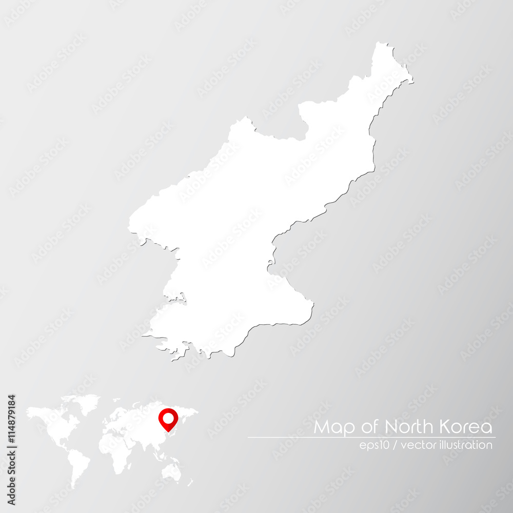 Vector map of North Korea with world map infographic style. Stock ...