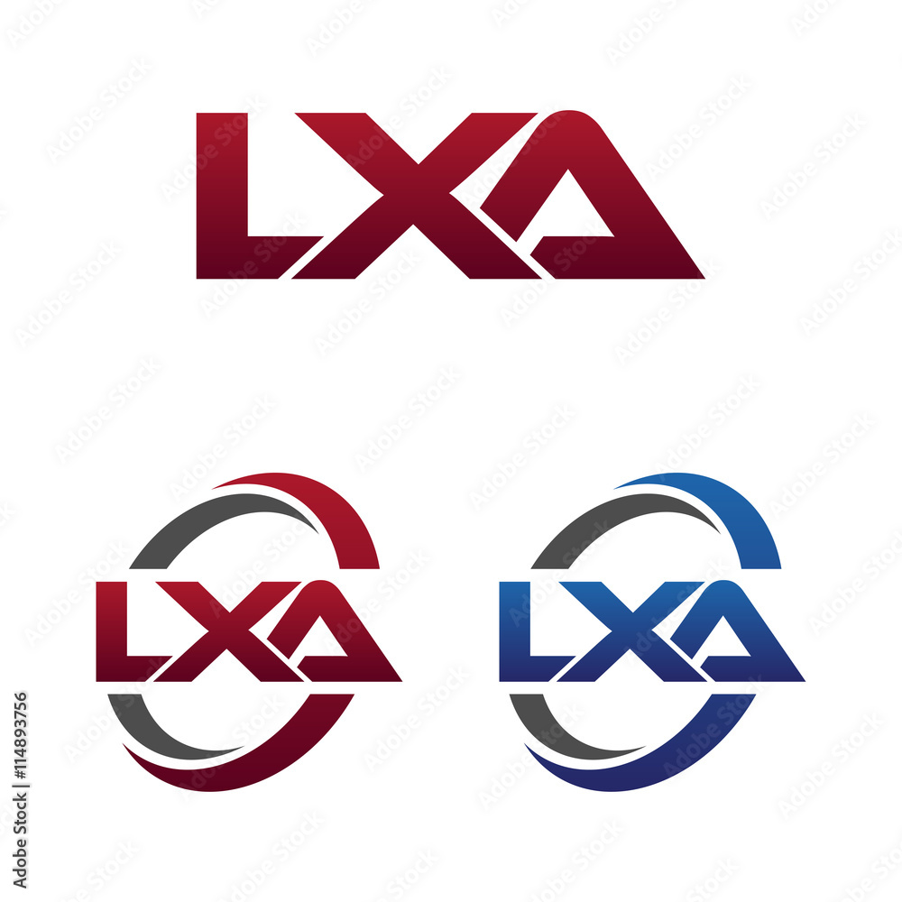 Modern 3 Letters Initial logo Vector Swoosh Red Blue lxa Stock Vector ...