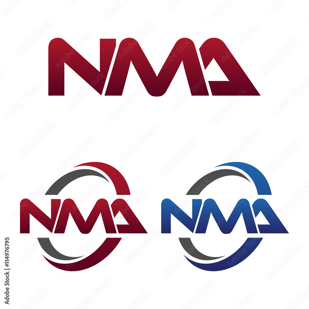 Modern 3 Letters Initial logo Vector Swoosh Red Blue nma Stock Vector ...