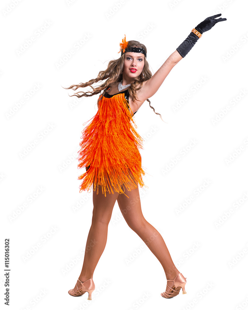 Disco dancer showing some movements against isolated white Stock Photo ...