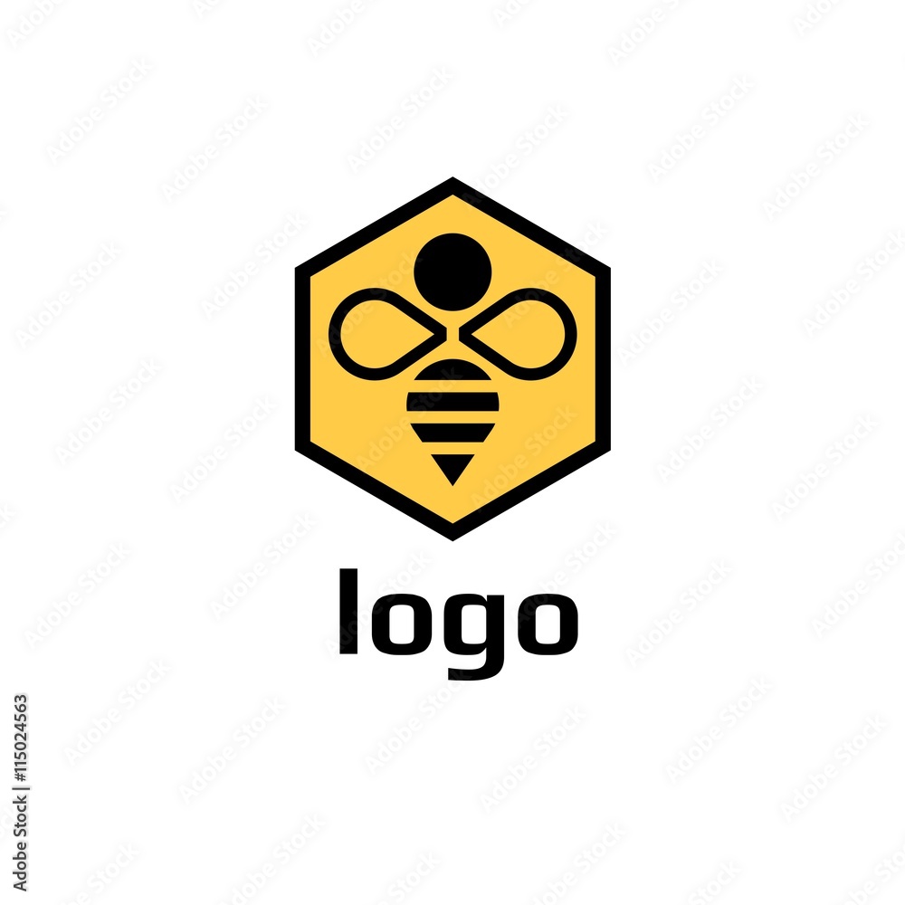 Vector logo bee. Honeycomb logo. bee honey power logos. Business icon ...
