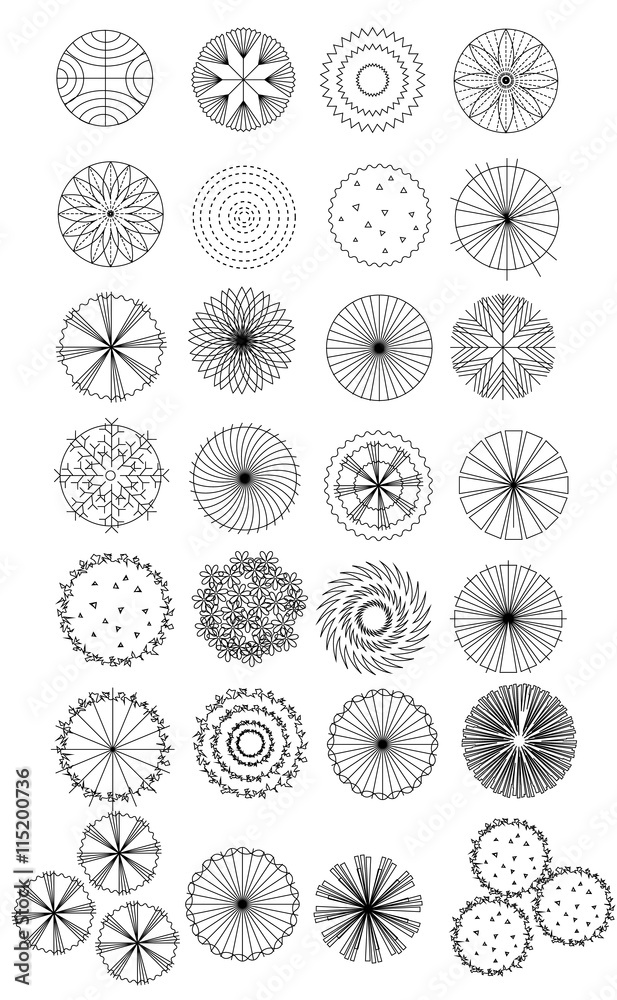 set of treetop symbols, for architectural or landscape design. treetop ...