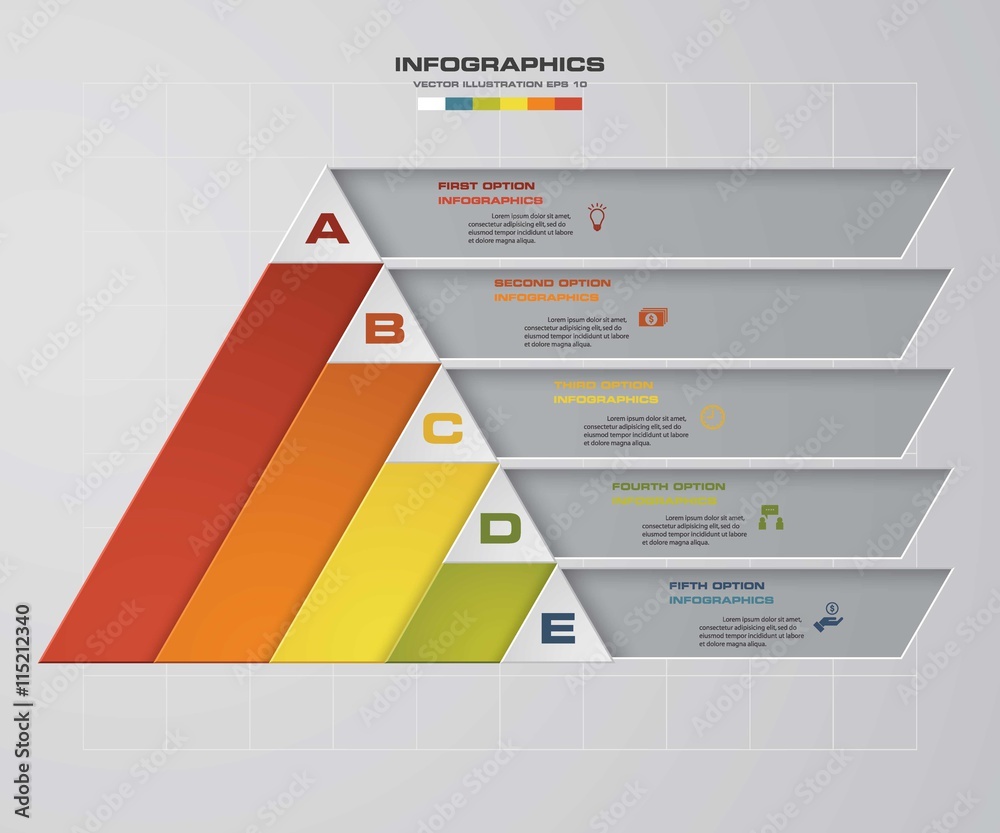 Abstract 5 steps pyramid shape layout. with free space for sample text ...