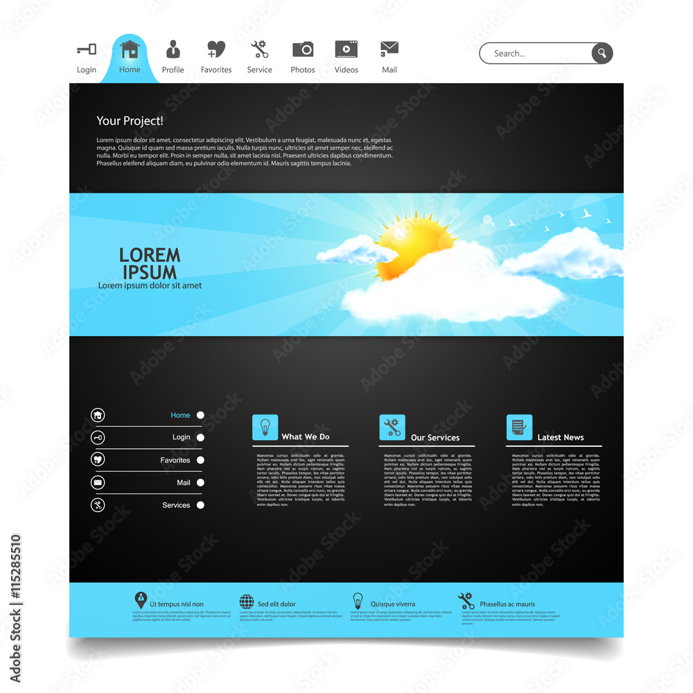 Colorful Website Template Design. Elements set of ui ux desin. Vector ...