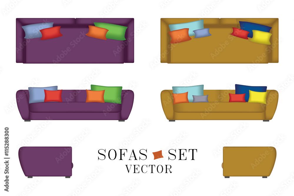 Sofas Set. Furniture for Your Interior Design. Vector Illustration. Top ...