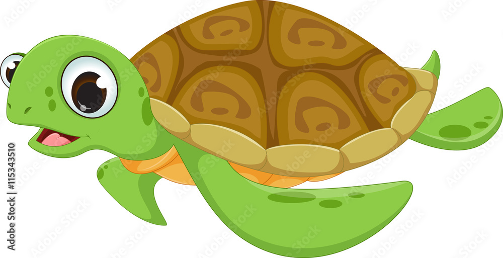 Cute sea turtle cartoon Stock Vector | Adobe Stock