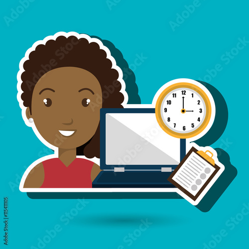 woman with computer isolated icon design, vector illustration graphic ...