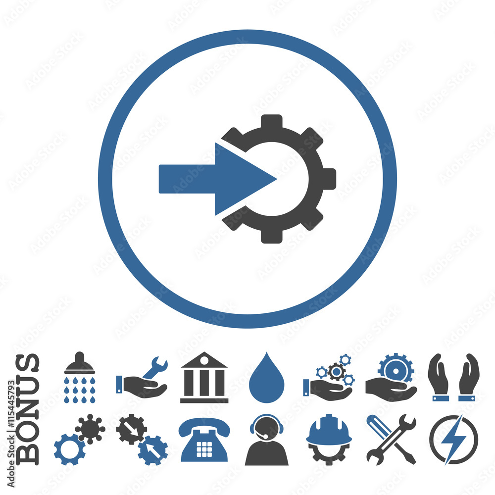 Cog Integration vector bicolor icon. Image style is a flat pictogram ...