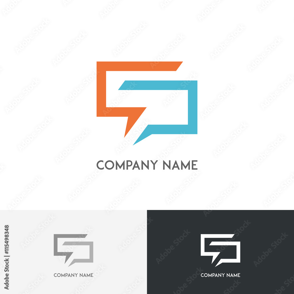 Conversation logo - colored chat symbols on the white background Stock ...