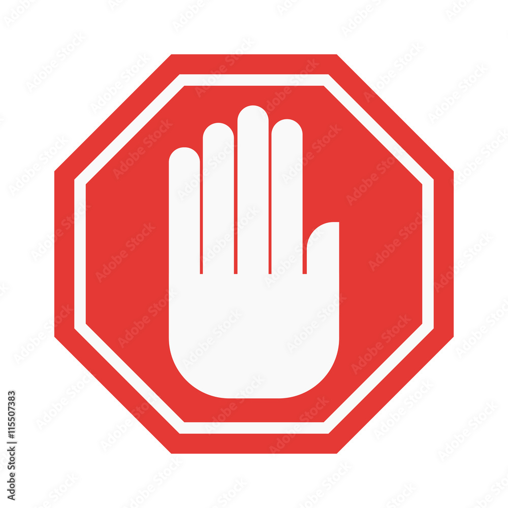 Prohibition hand stop sign vector illustration. Warning danger symbol ...