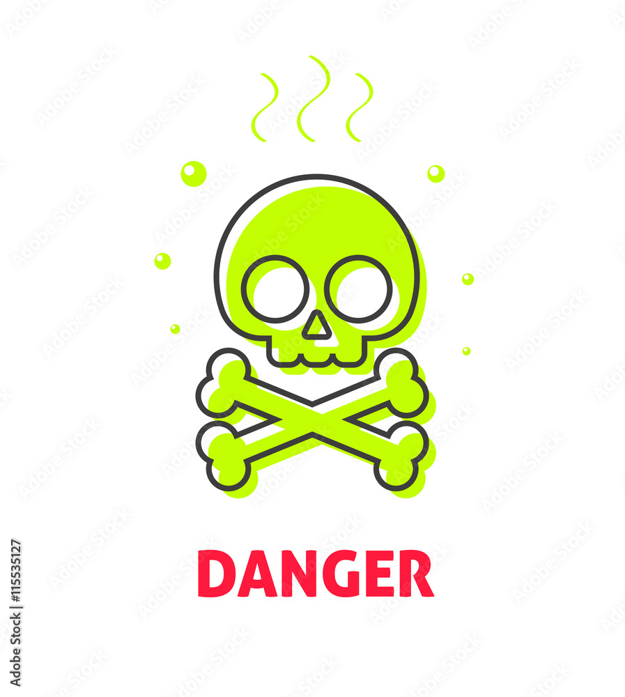 Chemical caution label, waste danger safety sign vector symbol, toxic ...