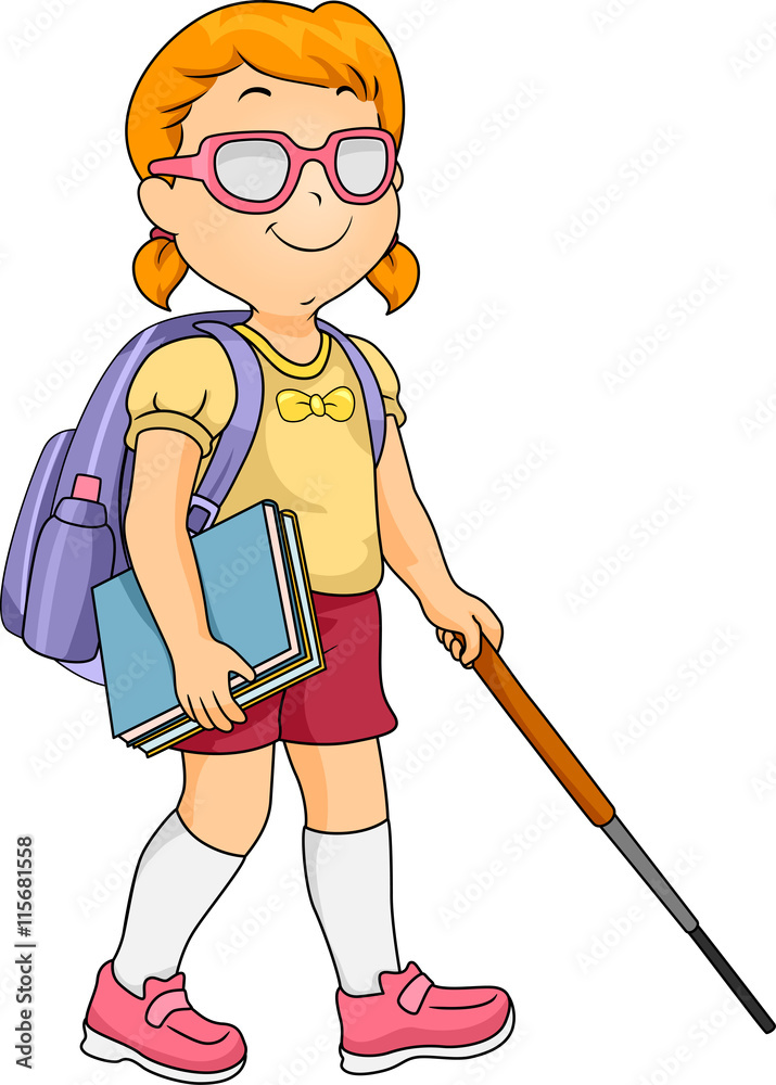 Kid Girl Blind Student Stock Vector | Adobe Stock