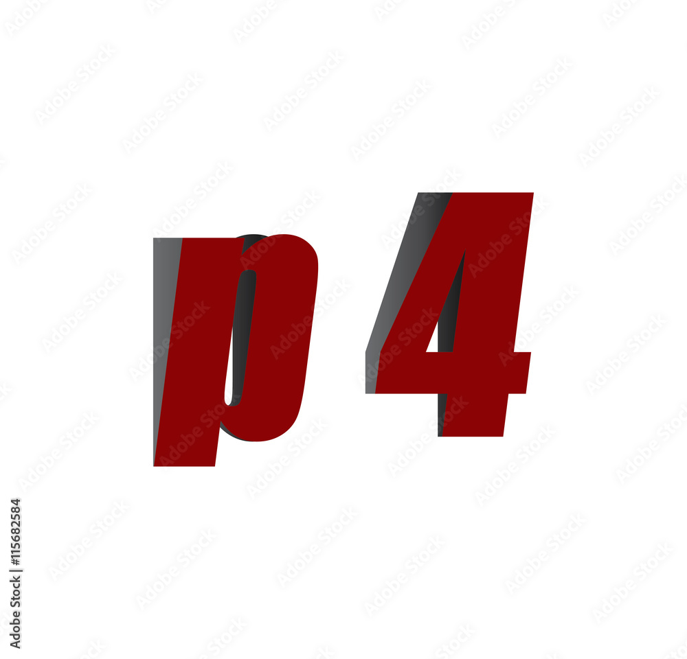 p4 logo initial red and shadow Stock Vector | Adobe Stock