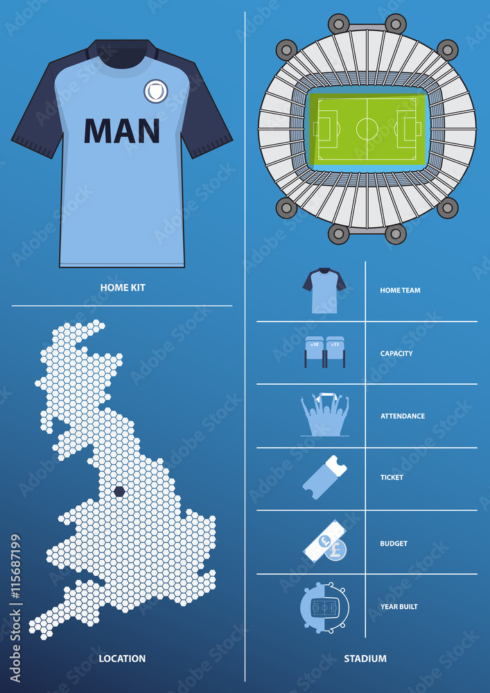 Modern infographic for football club in flat design. Football team ...