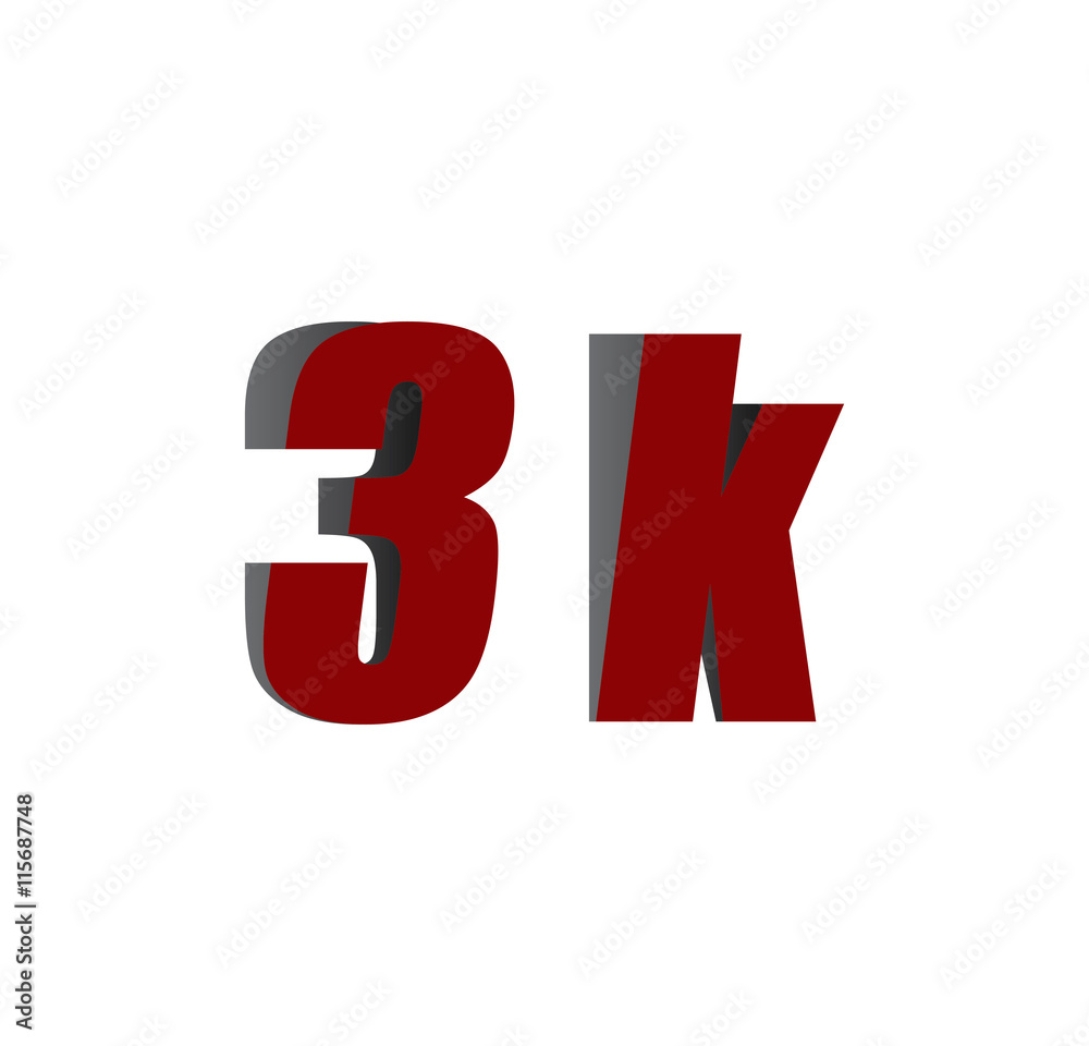3k logo initial red and shadow Stock Vector | Adobe Stock