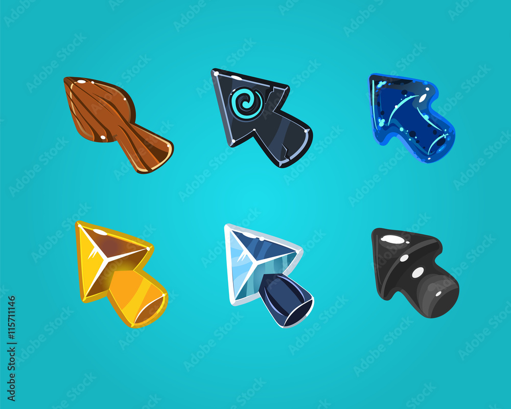 Cartoon Arrows, Cursors Stock Illustration | Adobe Stock