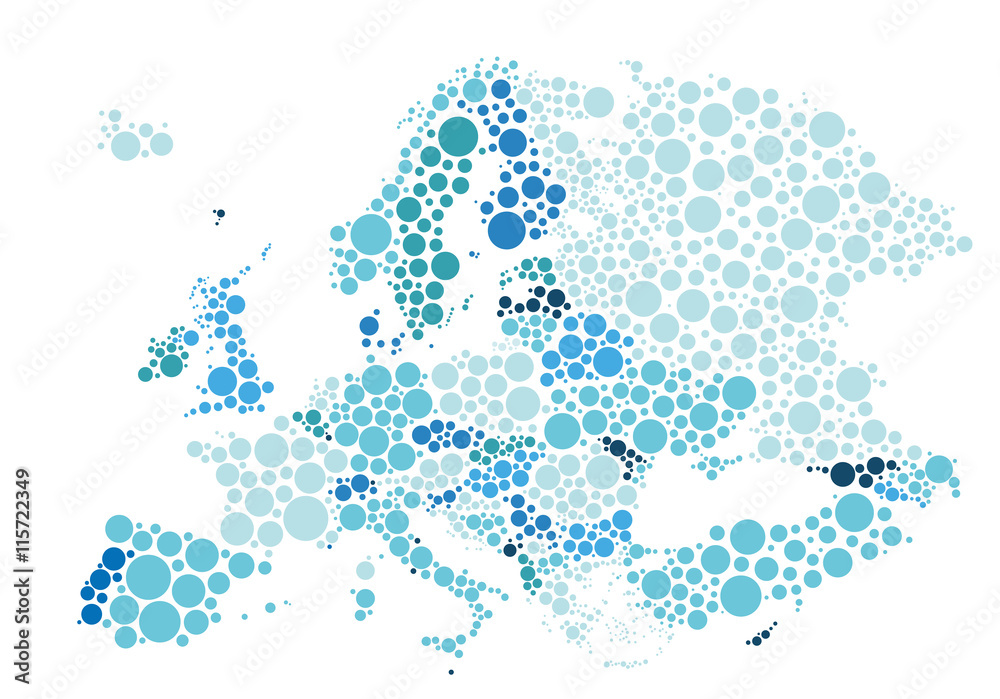 Vector illustration of political map of Europe designed with dif Stock ...