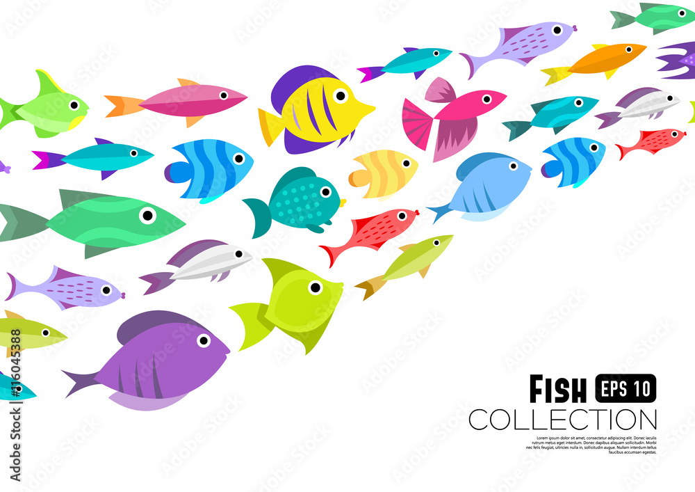 Cartoon fish collection background Stock Vector | Adobe Stock