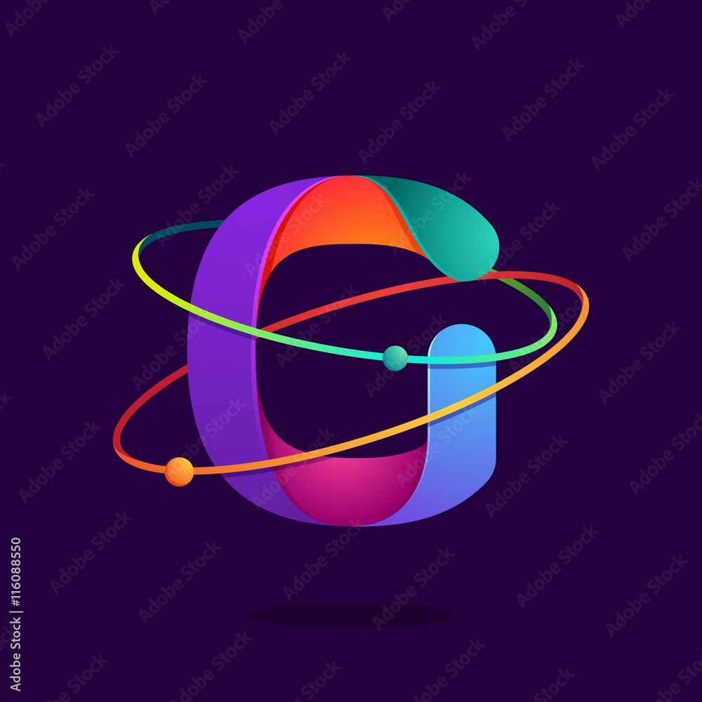 Letter G logo with atoms orbits lines. Stock Vector | Adobe Stock