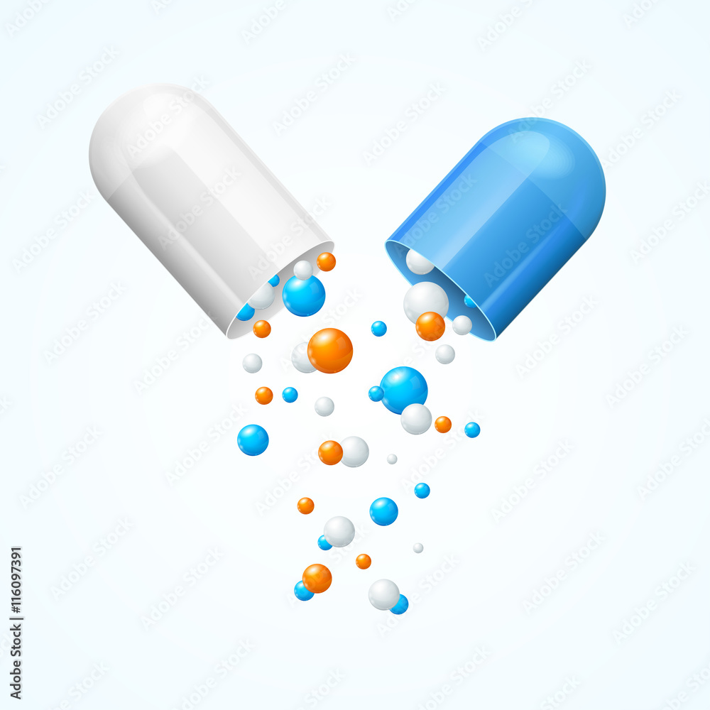 Medical Capsule Open. Vector Stock Vector | Adobe Stock