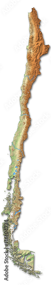 Relief map of Chile - 3D-Rendering Stock Illustration | Adobe Stock