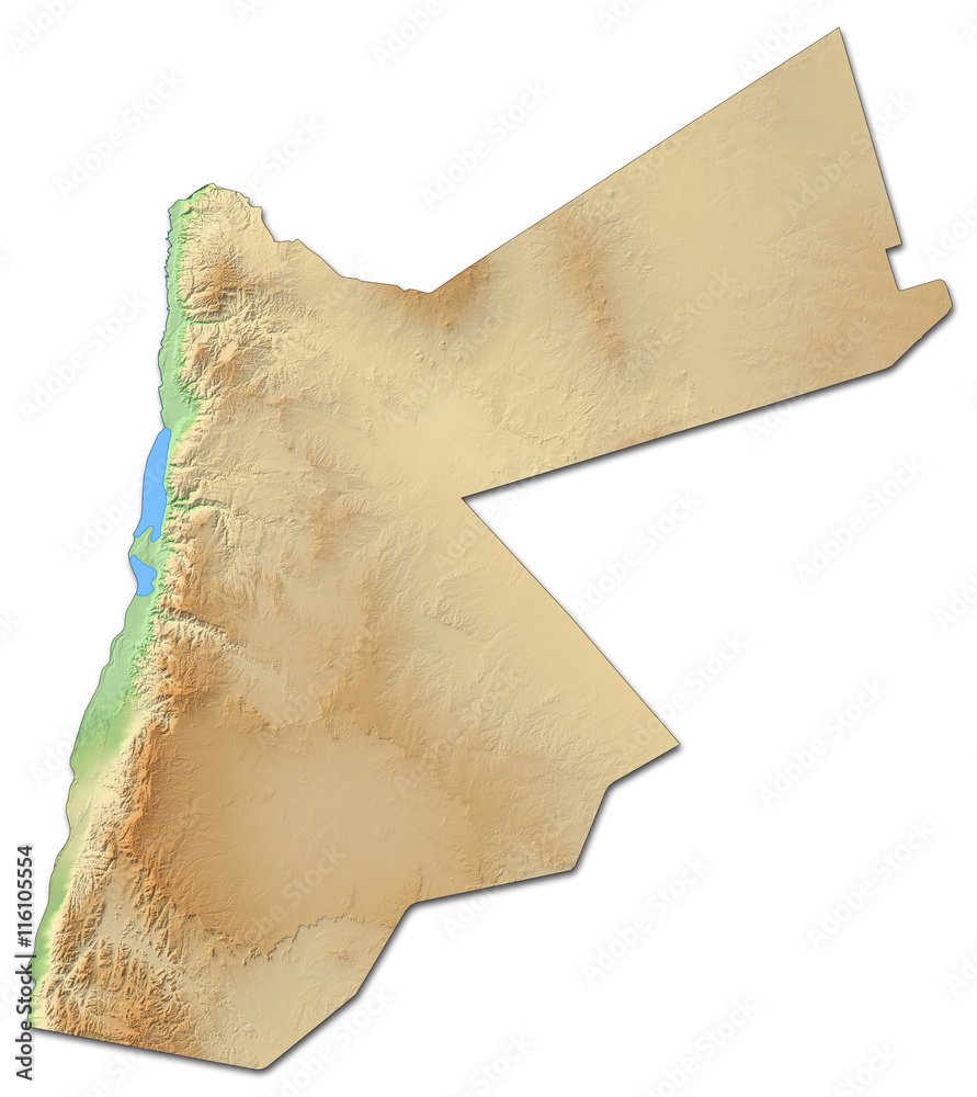 Relief map of Jordan - 3D-Rendering Stock Illustration | Adobe Stock