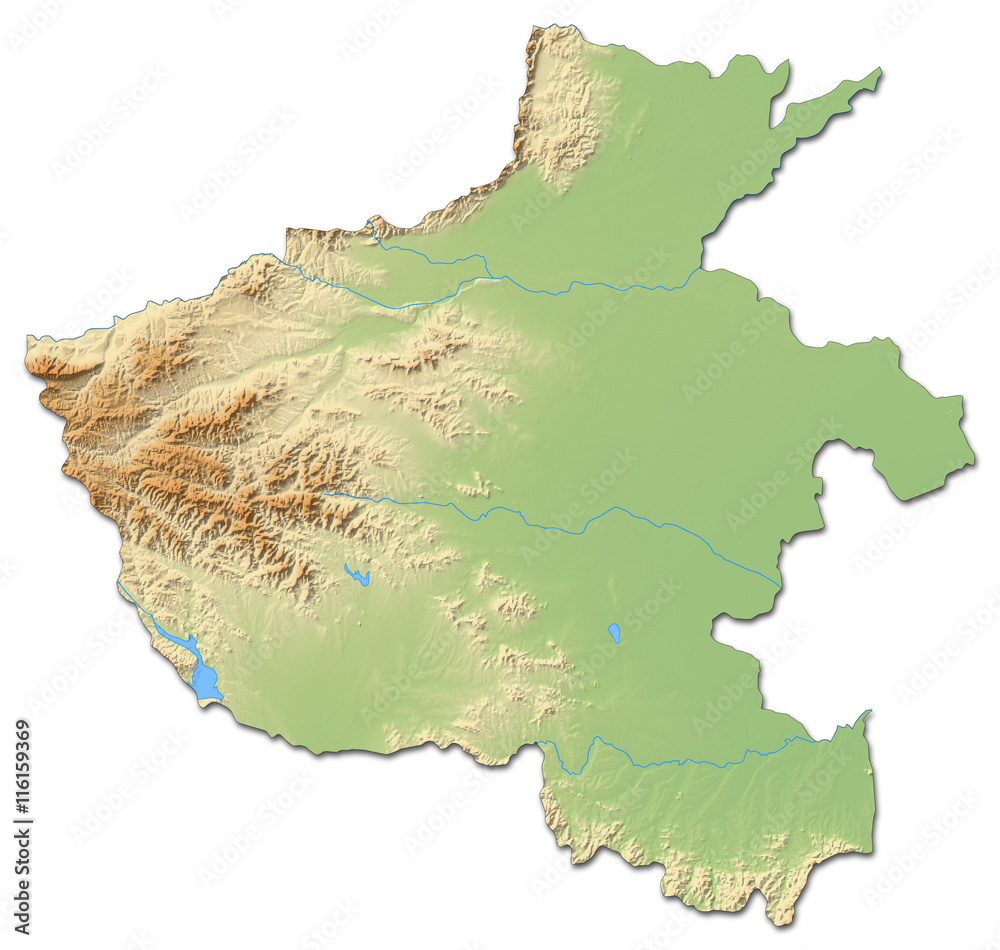 Relief map - Henan (China) - 3D-Rendering Stock Illustration | Adobe Stock