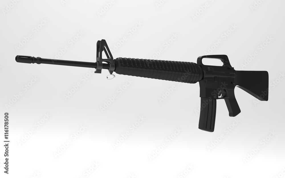 Close-up of M16 on white background. 3d render. Stock Illustration ...