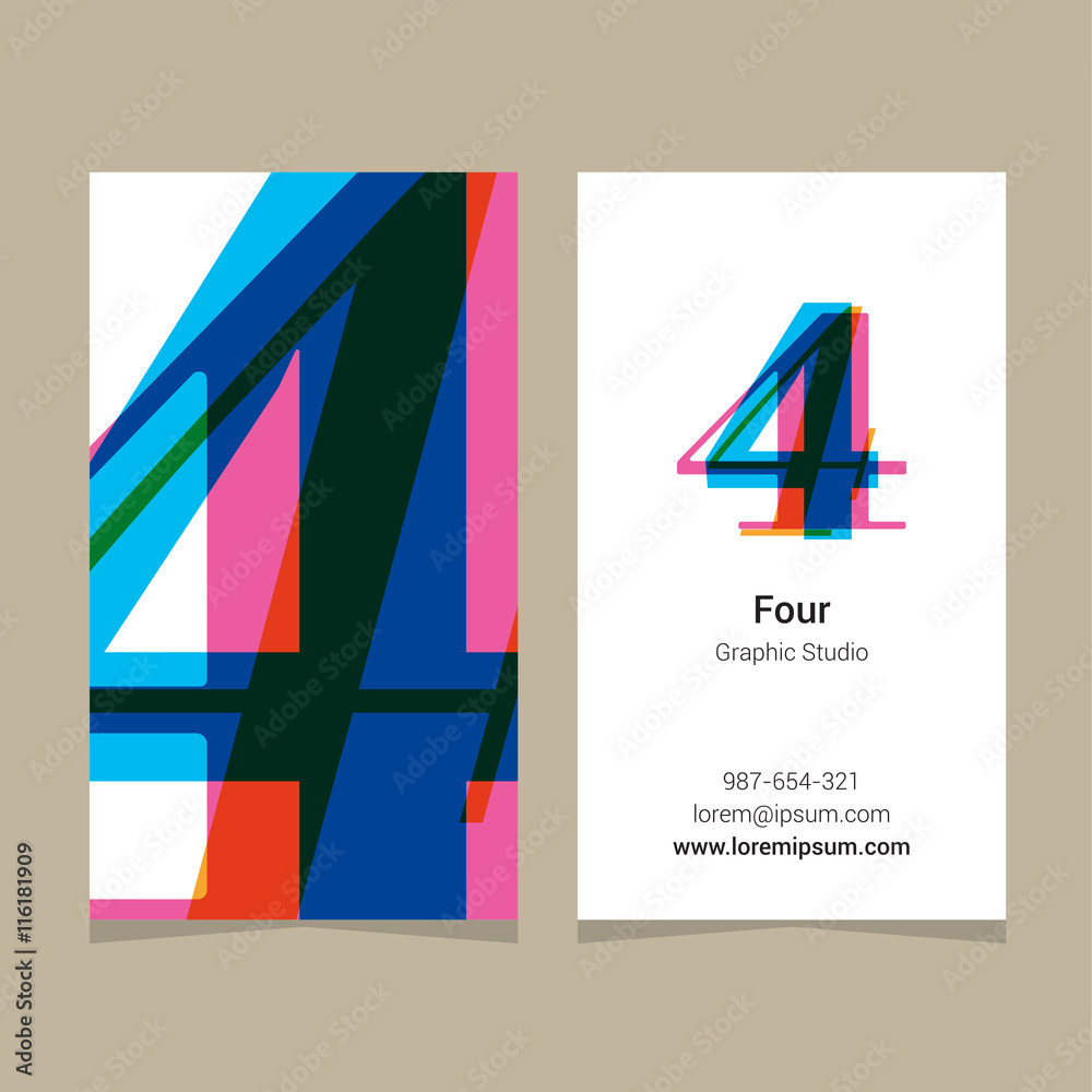Stock-Vektorgrafik „Logo number "4", with business card template ...