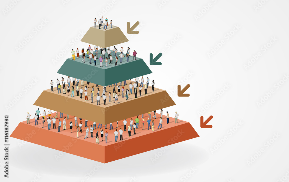 Pyramid chart with business people working with computer. Office ...