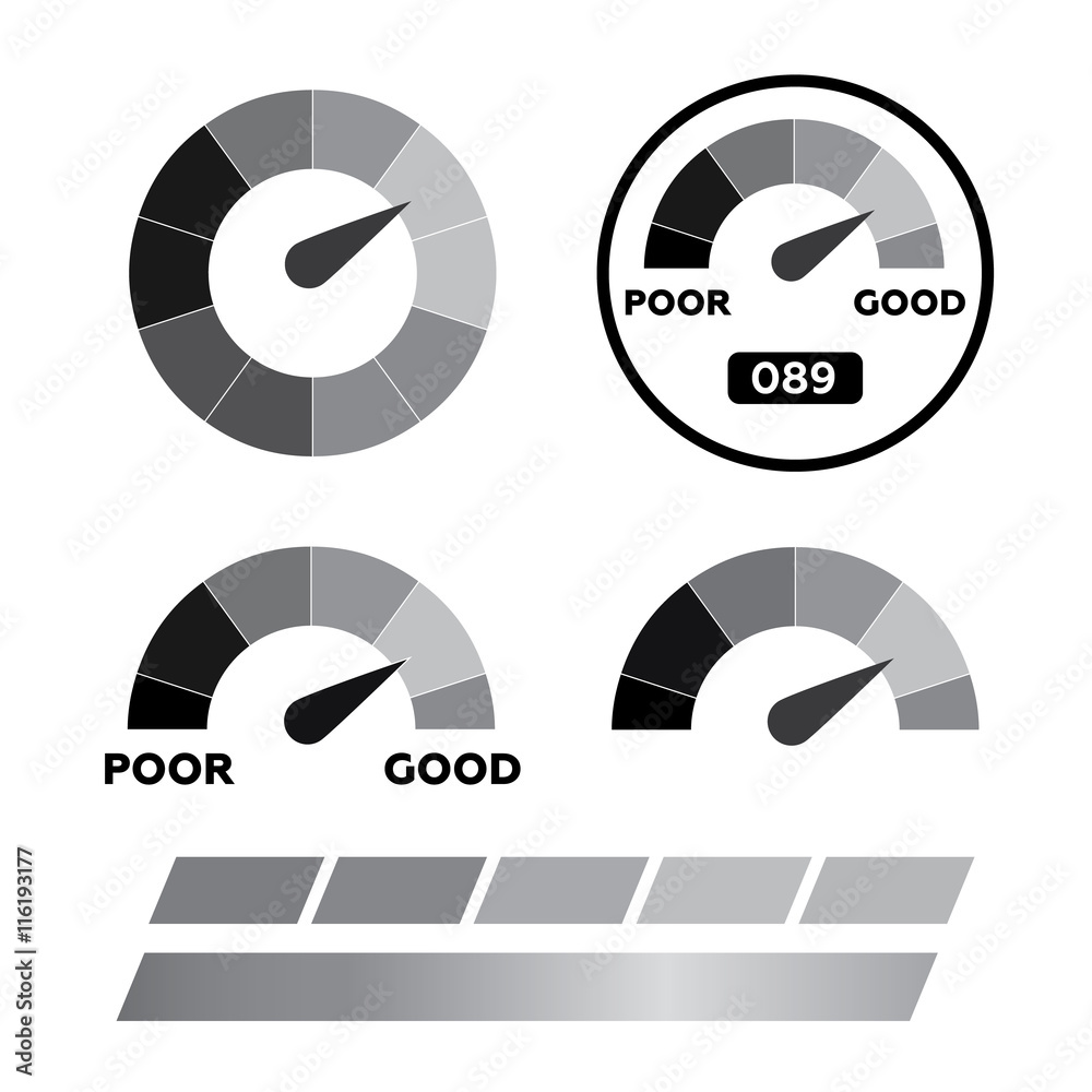 Meter icons. Symbols of speedometers, manometers Stock Vector | Adobe Stock